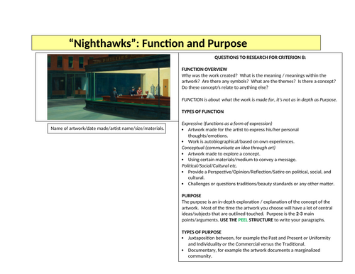 The Comparative Study handouts for each criteria | Teaching Resources