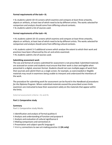 The Comparative Study handouts for each criteria | Teaching Resources