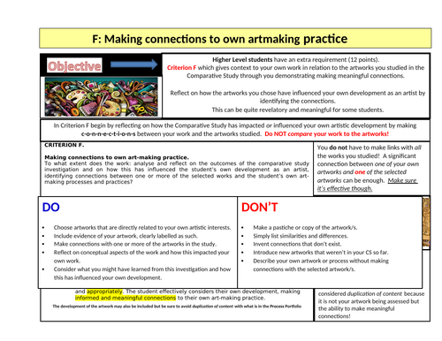 The Comparative Study handouts for each criteria | Teaching Resources