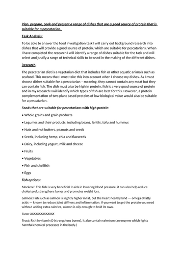 Food and Nutrition GCSE AQA NEA Grade 9 | Teaching Resources