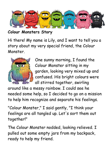 Colour Monsters, Story and Poem, inspired by the Colour Monster ...