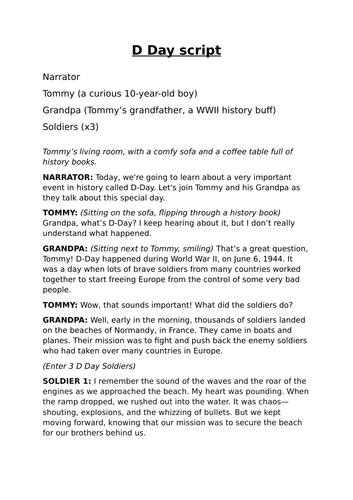 D Day: short script | Teaching Resources