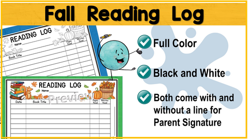 Fall Leaves Reading Log for Library, Media Center, or Classroom Teacher ...