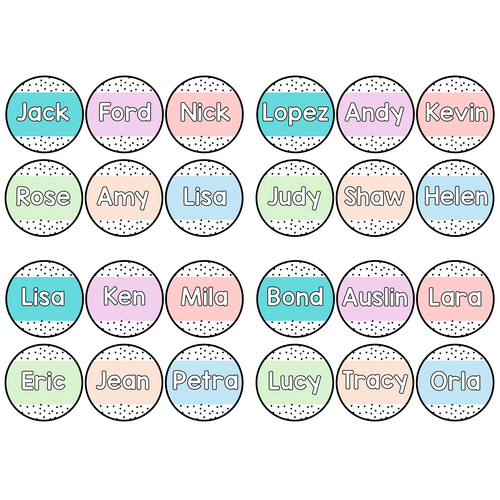 Printable Spotty Student Name Tags, Editable Circular Labels, Round ...