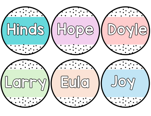 Printable Spotty Student Name Tags, Editable Circular Labels, Round ...
