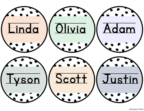 Student Name Tags Printable, Editable Circular Name Tags, Round Name ...