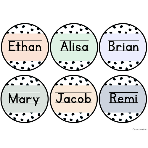 Student Name Tags Printable, Editable Circular Name Tags, Round Name ...