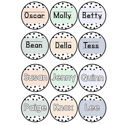 Student Name Tags Printable, Editable Circular Name Tags, Round Name ...