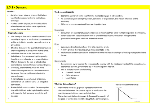 A-level Edexcel Economics B - 1.3 Notes | Teaching Resources