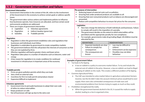 A-level Edexcel Economics B - 1.5 Notes | Teaching Resources