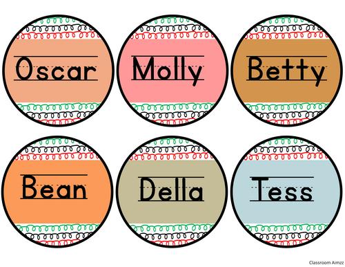 Editable Boho Student Name Plates, Student Name Labels, Round Name Tags ...