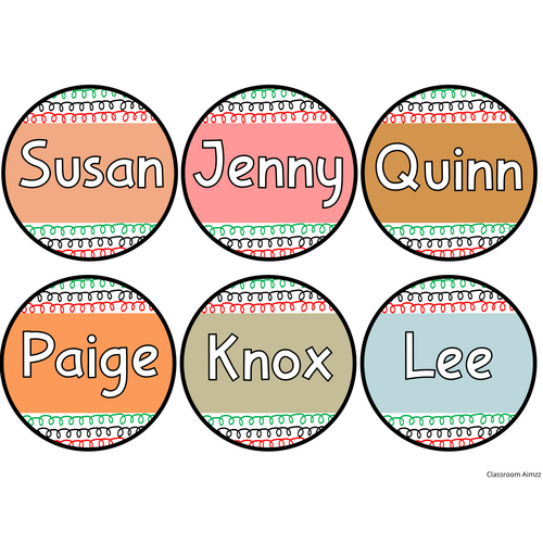 Editable Boho Student Name Plates, Student Name Labels, Round Name Tags ...