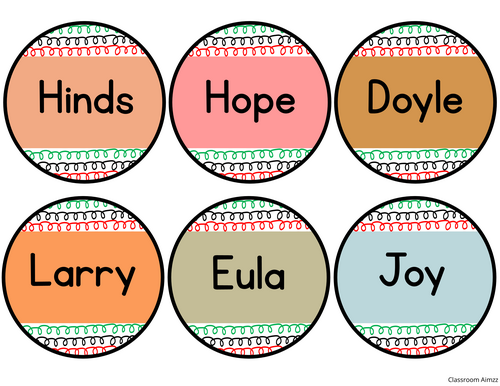 Editable Boho Student Name Plates, Student Name Labels, Round Name Tags ...