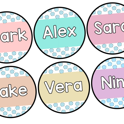 Student Name Tags Printable, Editable Circular Name Tags, Round Name ...
