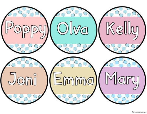Student Name Tags Printable, Editable Circular Name Tags, Round Name ...