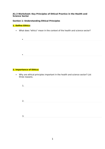 T Level Health A1 worksheet and end of topic test | Teaching Resources