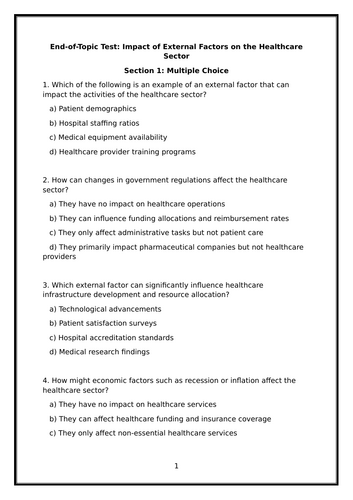 T Level Health A2 worksheet and end of topic test | Teaching Resources