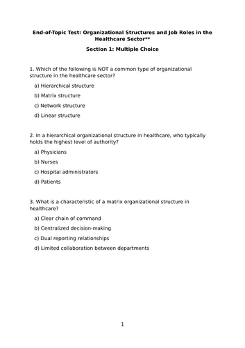 T Level Health A2 worksheet and end of topic test | Teaching Resources