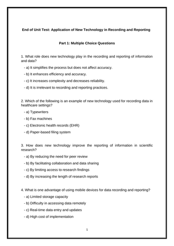 T level health A5 end of topic tests and worksheets | Teaching Resources