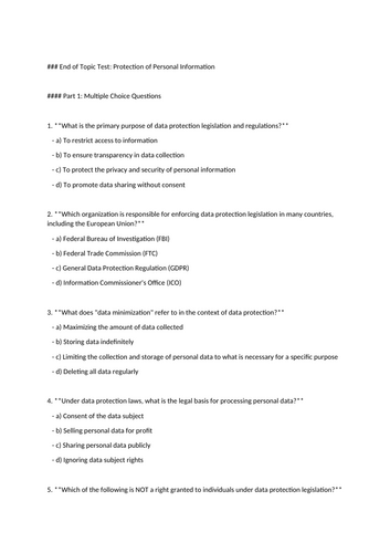 T level health A5 end of topic tests and worksheets | Teaching Resources
