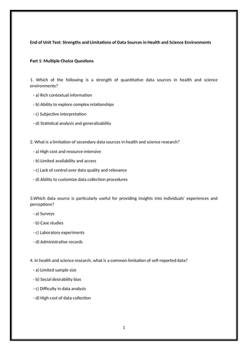 T level health A5 end of topic tests and worksheets | Teaching Resources