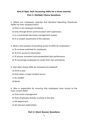 T level health A7 end of topic tests and worksheets | Teaching Resources