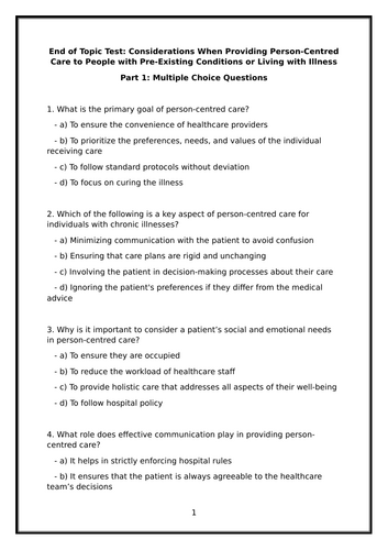 T level health A8 end of topic tests and worksheets | Teaching Resources