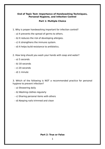 T level health A10 end of topic tests and worksheets | Teaching Resources