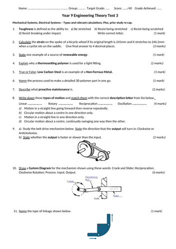Engineering GCSE AQA - Interim tests for Student Progress Tracking ...