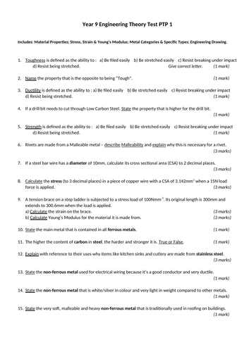 Engineering GCSE AQA - Interim tests for Student Progress Tracking ...