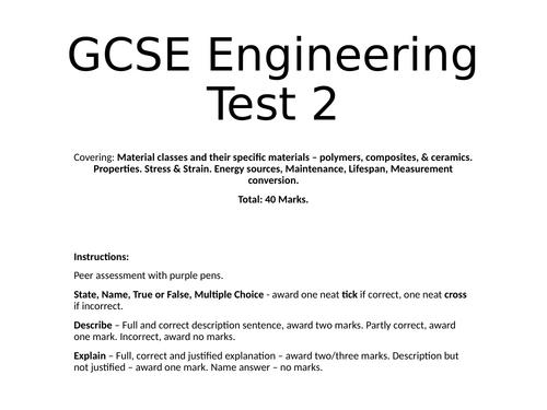 Engineering GCSE AQA - Interim tests for Student Progress Tracking ...