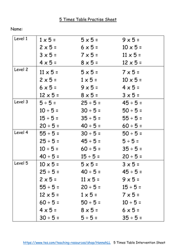 2s, 5s and 10s Times Table Tests, Answers and Intervention Bundle ...