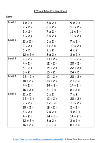 2s, 5s and 10s Times Table Tests, Answers and Intervention Bundle ...