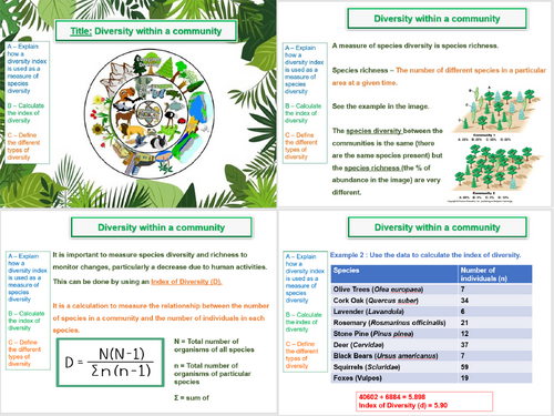 Diversity within a community- AQA A Level Biology (AS Level)- 10 ...