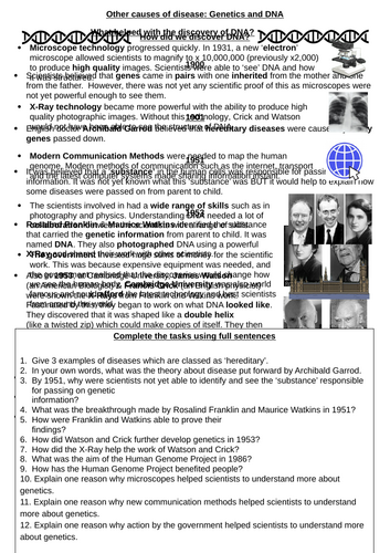 Edexcel Medicine (20th C) 2. Causes of disease - DNA & Genetics ...