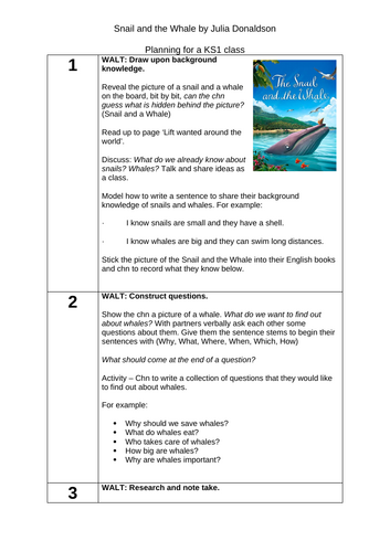 Snail and the Whale - KS1 Sequence Planning | Teaching Resources