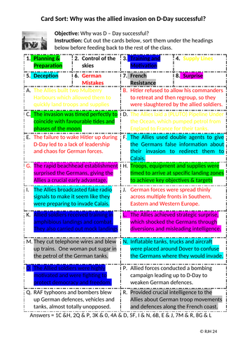 Card Sort - Why was D - Day Successful? | Teaching Resources