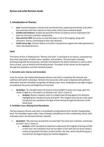 Romeo and Juliet GCSE Revision Guide | Teaching Resources