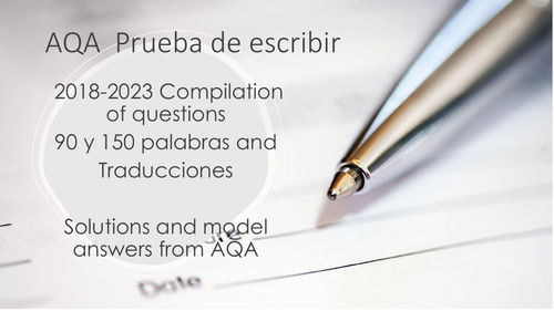 Compilation of AQA writing questions from 2018-2023 and translations ...