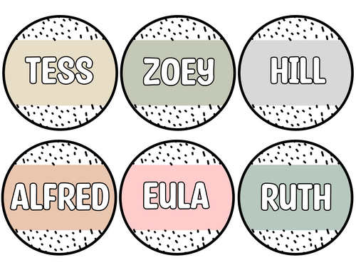 Printable Round Boho Name Tags, Circular Name Tags, Cubbies Labels ...