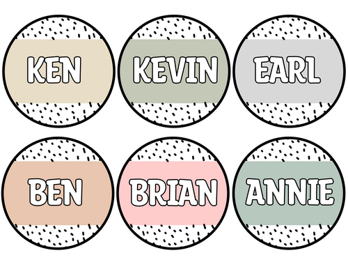 Printable Round Boho Name Tags, Circular Name Tags, Cubbies Labels ...