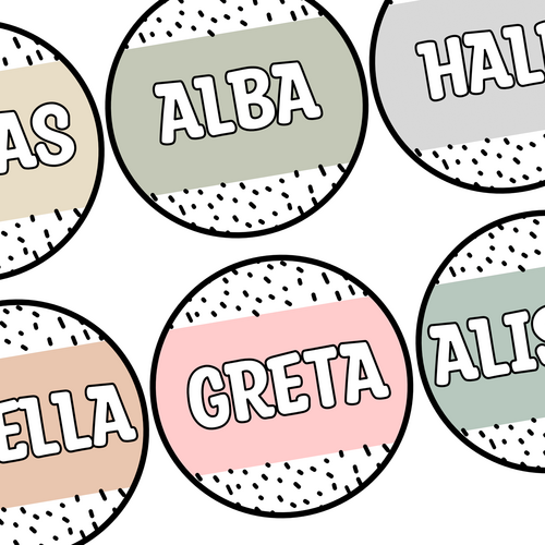 Printable Round Boho Name Tags, Circular Name Tags, Cubbies Labels ...