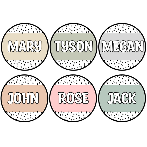 Printable Round Boho Name Tags, Circular Name Tags, Cubbies Labels ...