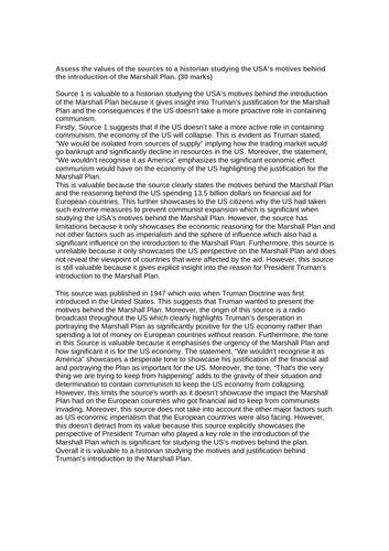Cold War AQA 2R Marshall Plan and Essay | Teaching Resources
