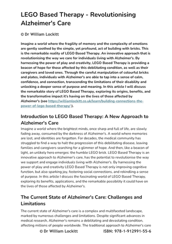 LEGO Based Therapy - Revolutionising Alzheimer's Care | Teaching Resources
