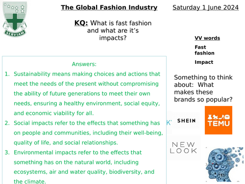 Global/fast fashion | Teaching Resources
