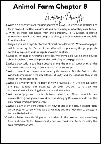 Animal Farm Chapter 8 Post-Reading Creative Writing Prompts | Teaching ...