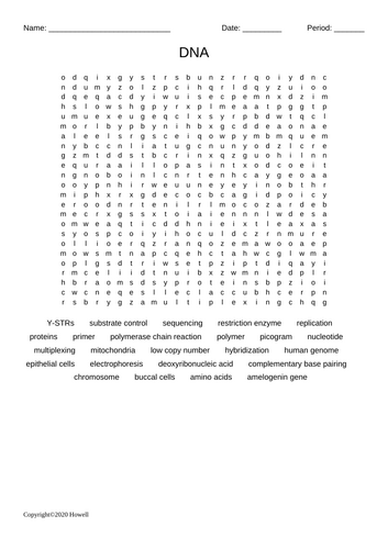 DNA Word Search for a Forensics Course | Teaching Resources