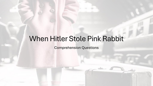 When Hitler Stole Pink Rabbit Comprehension Questions | Teaching Resources