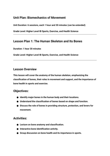FREE Unit! B.1. SL Biomechanics. IB Sports Science new for 2024.Slides ...